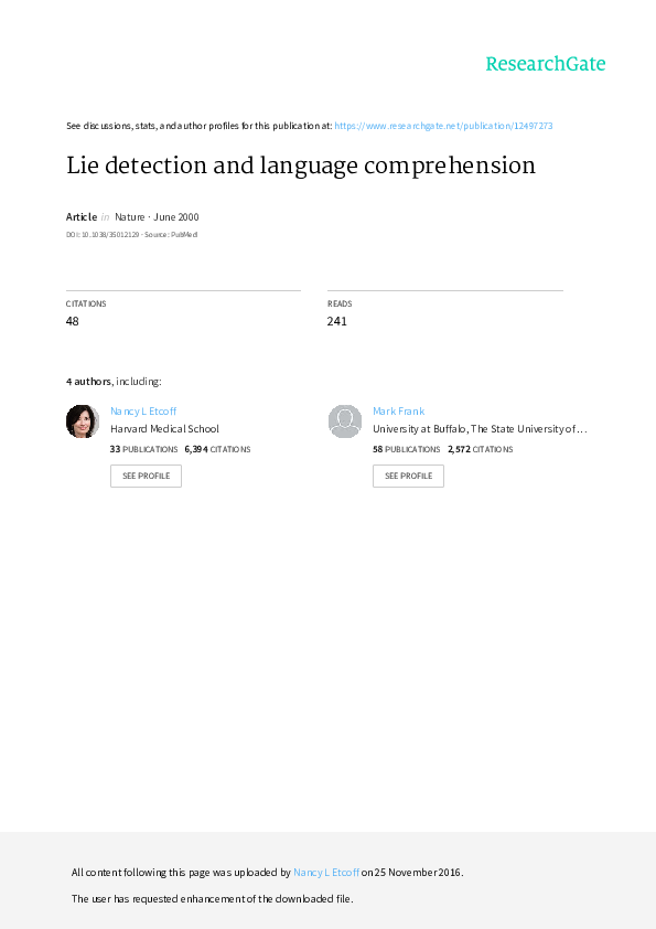 (PDF) Lie detection and language comprehension
