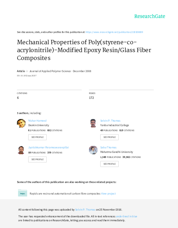 (PDF) Mechanical properties of poly(styrene- co -acrylonitrile ...