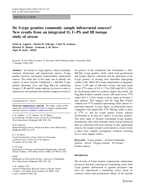 (PDF) Do S-type granites commonly sample infracrustal sources? New ...