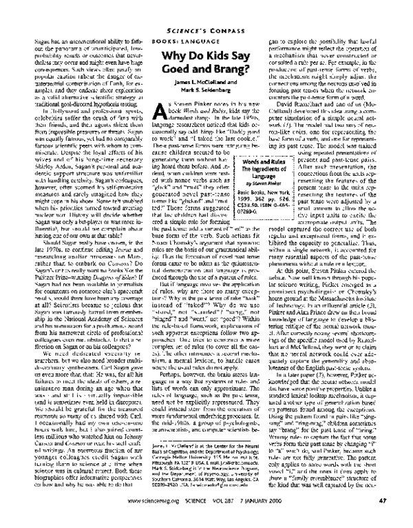 (PDF) Why do kids say goed and brang