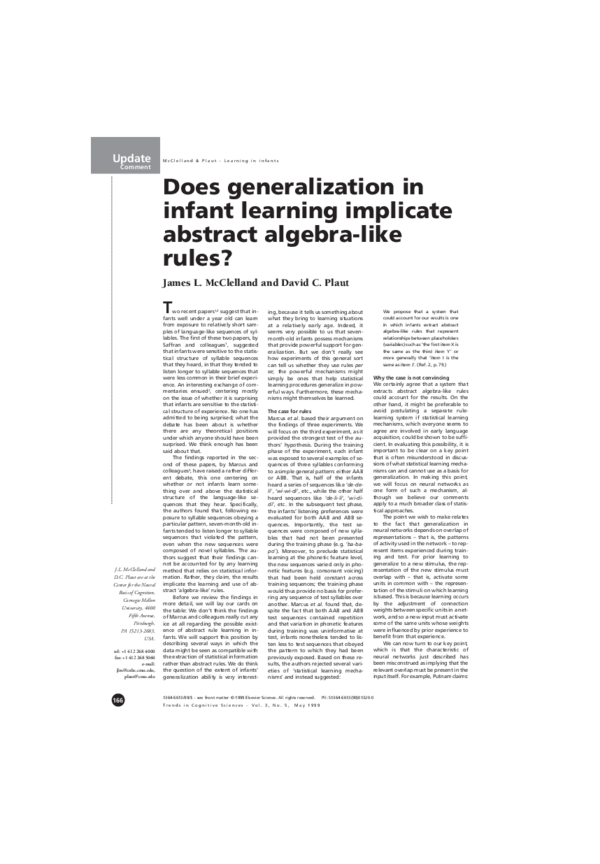 (PDF) Does generalization in infant learning implicate abstract algebra ...