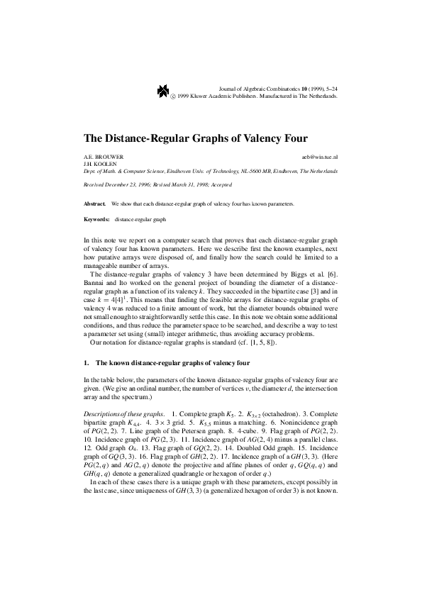 (PDF) The distance-regular graphs of valency four