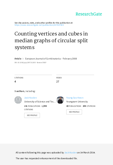Pdf Counting Vertices And Cubes In Median Graphs Of Circular Split Systems
