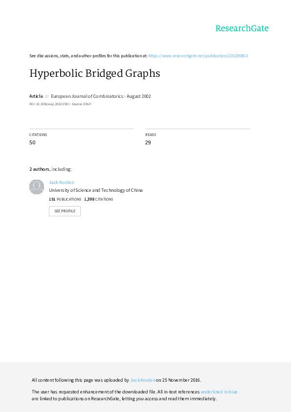(PDF) Hyperbolic Bridged Graphs
