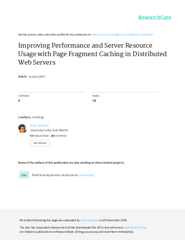 (PDF) Improving Performance and Server Resource Usage with Page