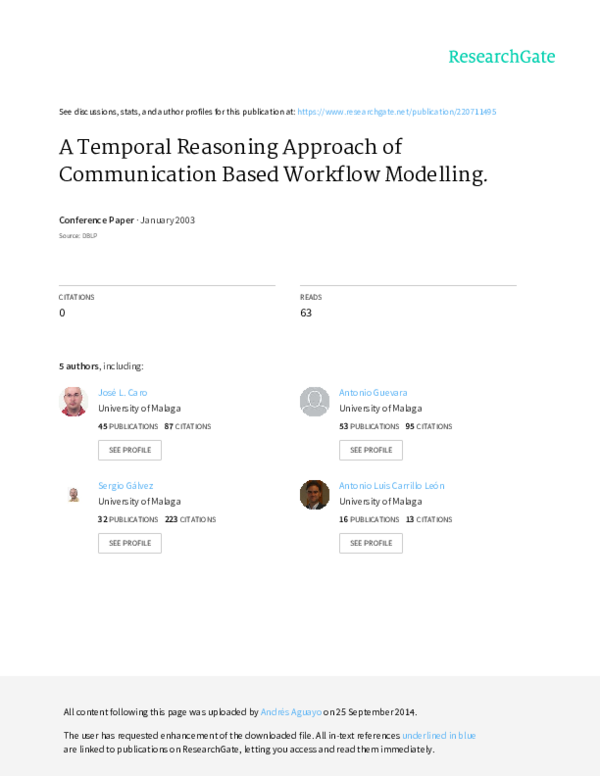 Pdf A Temporal Reasoning Approach Of Communication Based Workflow