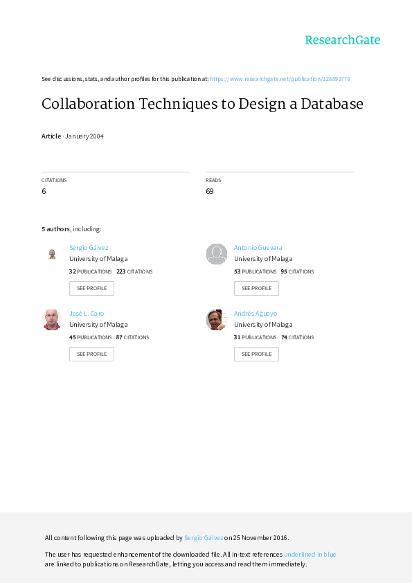 (PDF) Collaboration Techniques to Design a Database