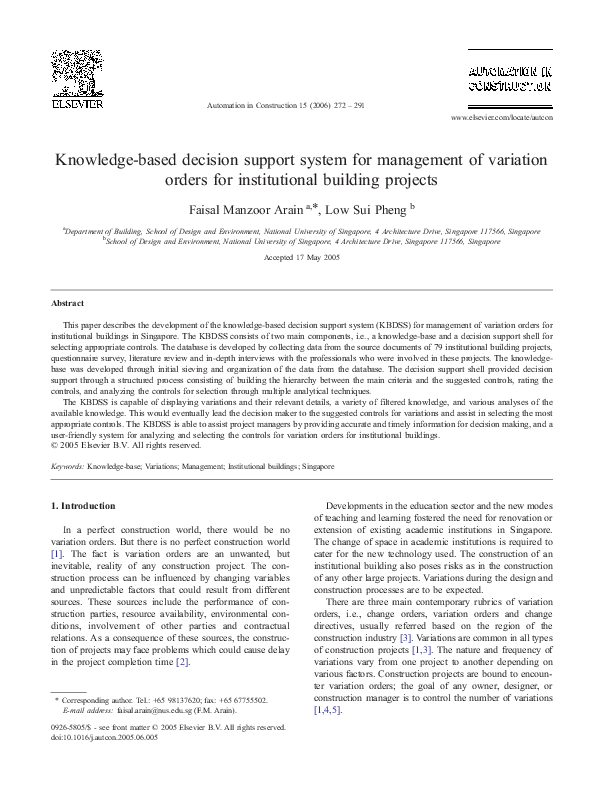 (PDF) A knowledge-based decision support system for the management of parts and tools in FMS