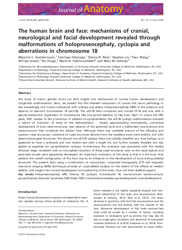 (PDF) The human brain and face: mechanisms of cranial, neurological and ...