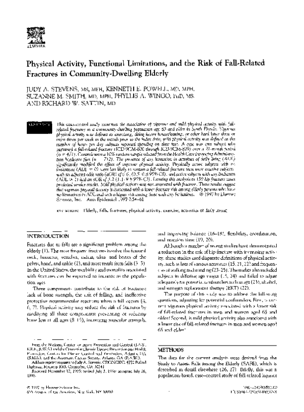 (PDF) Physical activity, functional limitations, and the risk of fall ...
