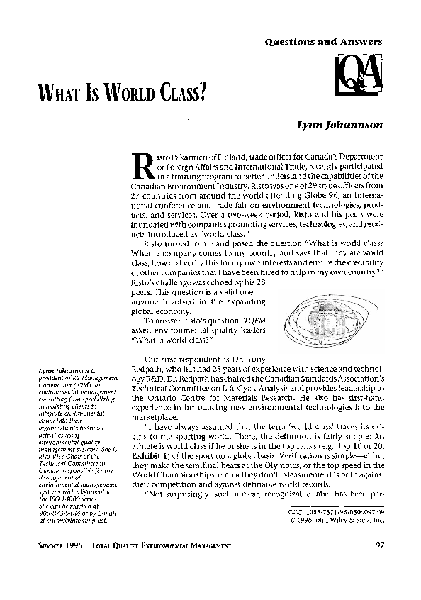 (PDF) What is world class?
