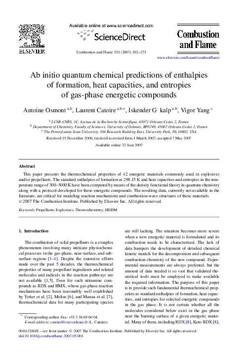 (PDF) Ab initio quantum chemical predictions of enthalpies of formation ...
