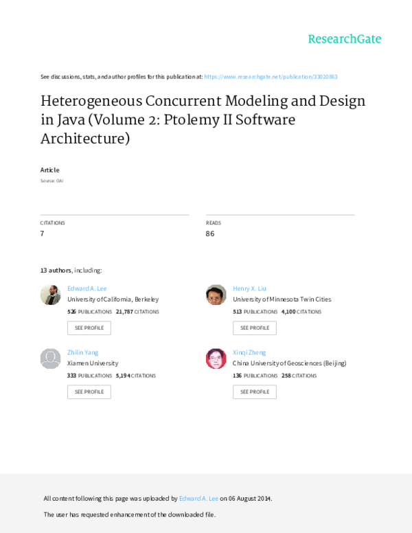 (PDF) HETEROGENEOUS CONCURRENT MODELING AND DESIGN IN JAVA | Lee Jie - Academia.edu