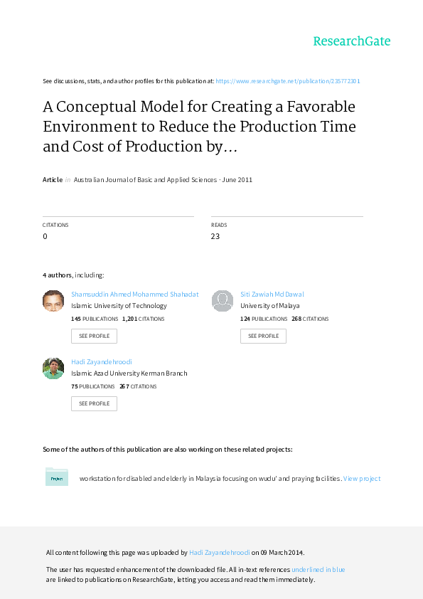 (PDF) A Conceptual Model for Creating a Favorable Environment to Reduce ...