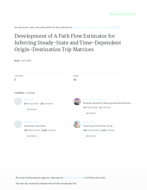 (PDF) Development of a path flow estimator for inferring steady-state and time-dependent origin ...