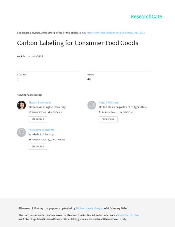 (PDF) Carbon Labeling for Consumer Food Goods