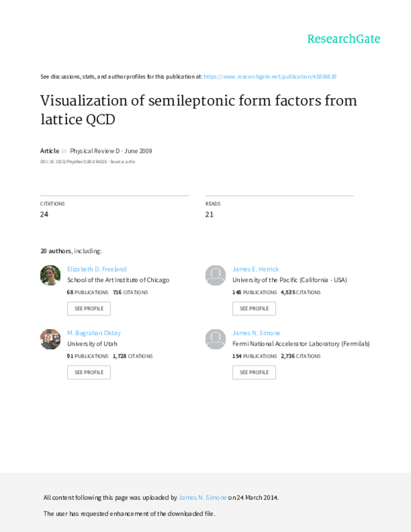 (PDF) Visualization of semileptonic form factors from lattice QCD