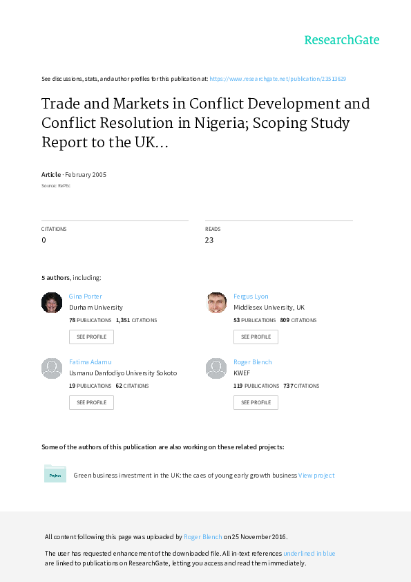 (PDF) Trade and Markets in Conflict Development and Conflict Resolution ...