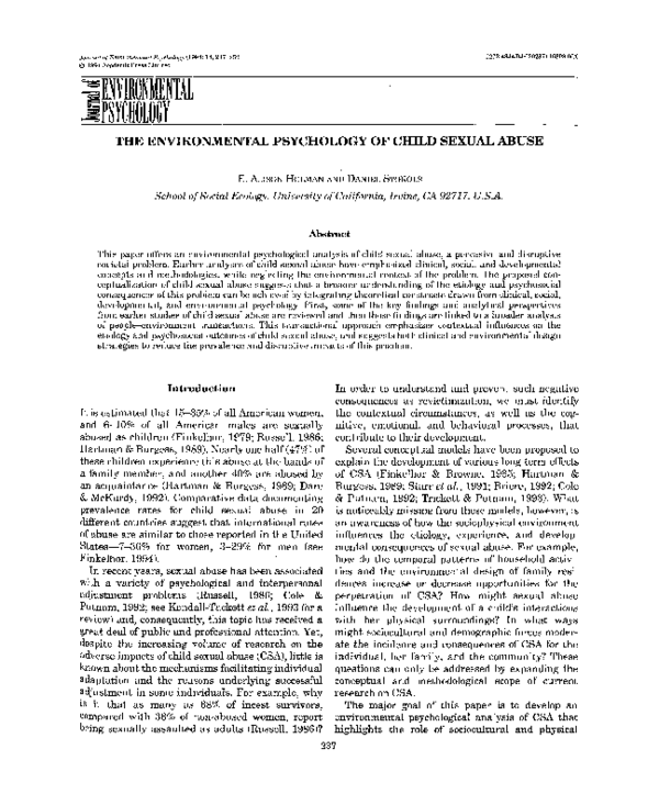 (PDF) The environmental psychology of child sexual abuse