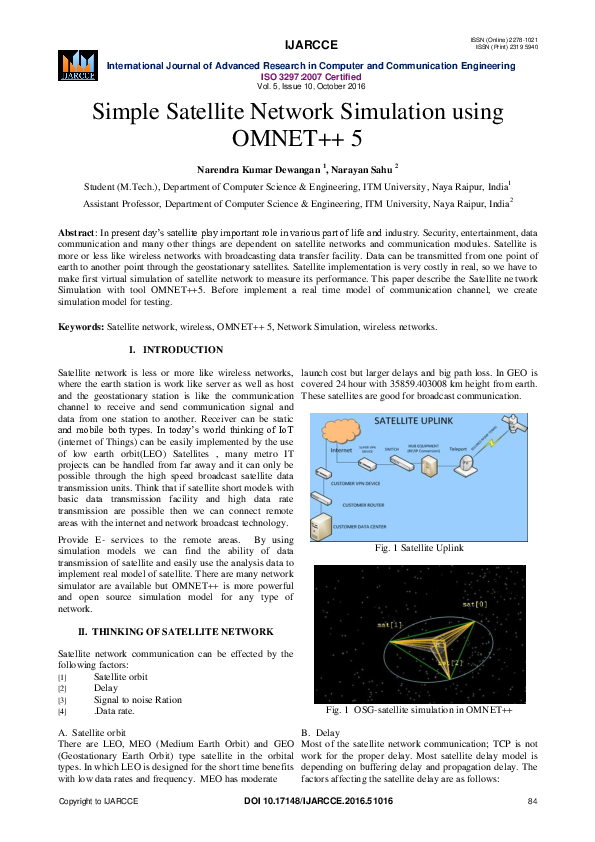 Pdf Simple Satellite Network Simulation Using Omnet 5
