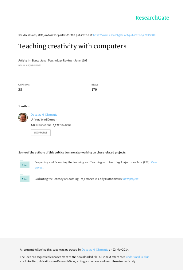 (PDF) Teaching creativity with computers