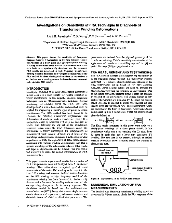 (PDF) Investigations on sensitivity of FRA technique in diagnosis of transformer winding ...