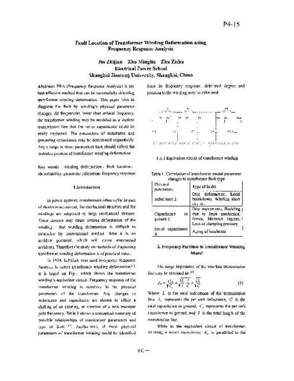(PDF) Fault location of transformer winding deformation using frequency response analysis