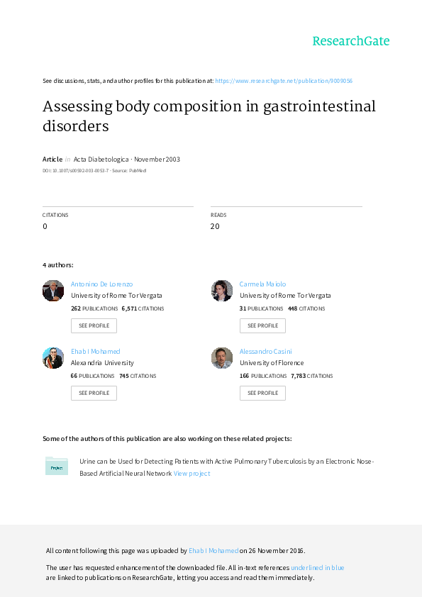 (PDF) Assessing body composition in gastrointestinal disorders