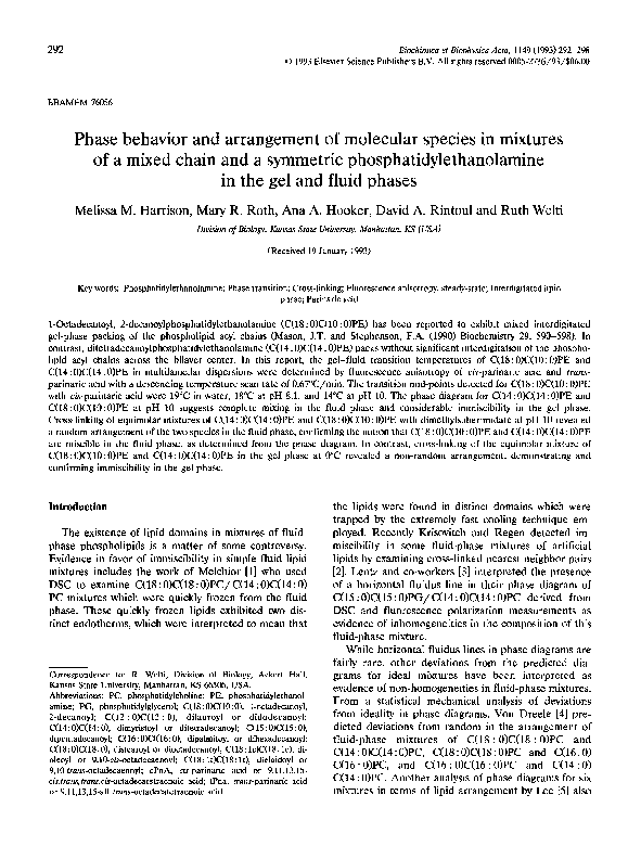 (PDF) Phase behavior and arrangement of molecular species in mixtures ...