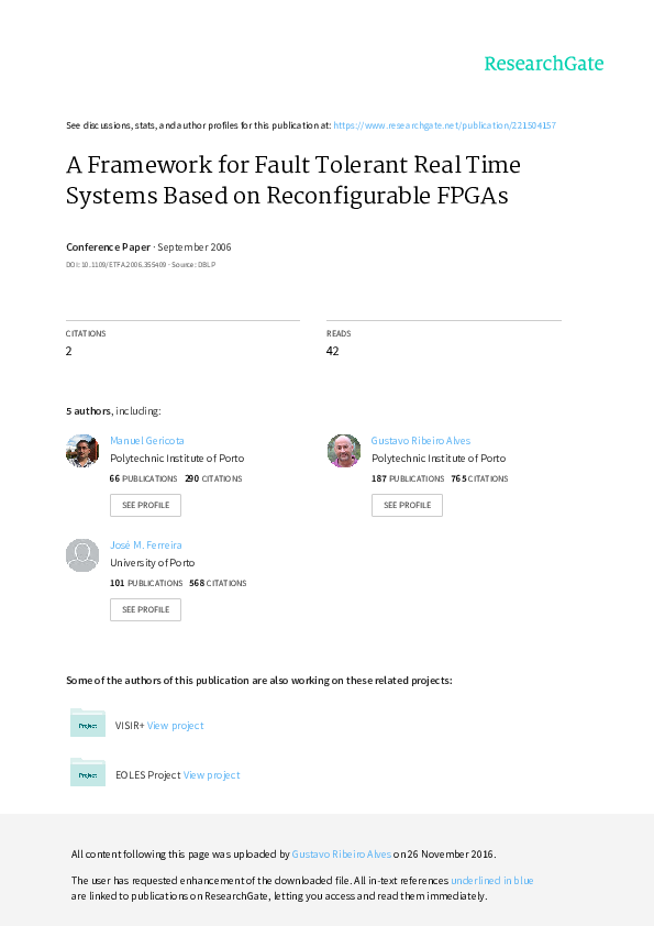 Pdf A Framework For Fault Tolerant Real Time Systems Based On Reconfigurable Fpgas