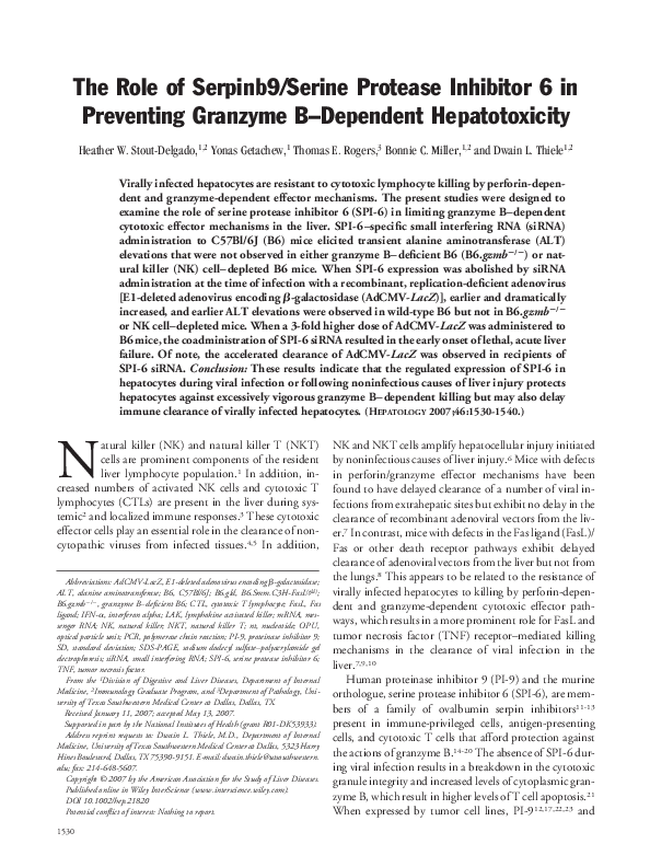 (PDF) The role of serpinb9/serine protease inhibitor 6 in preventing ...