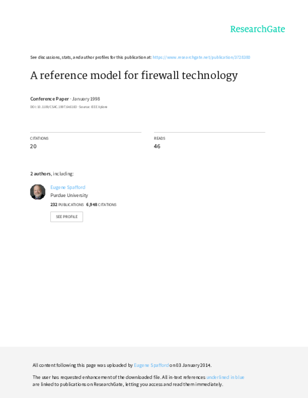 (PDF) A Reference Model for Firewall Technology