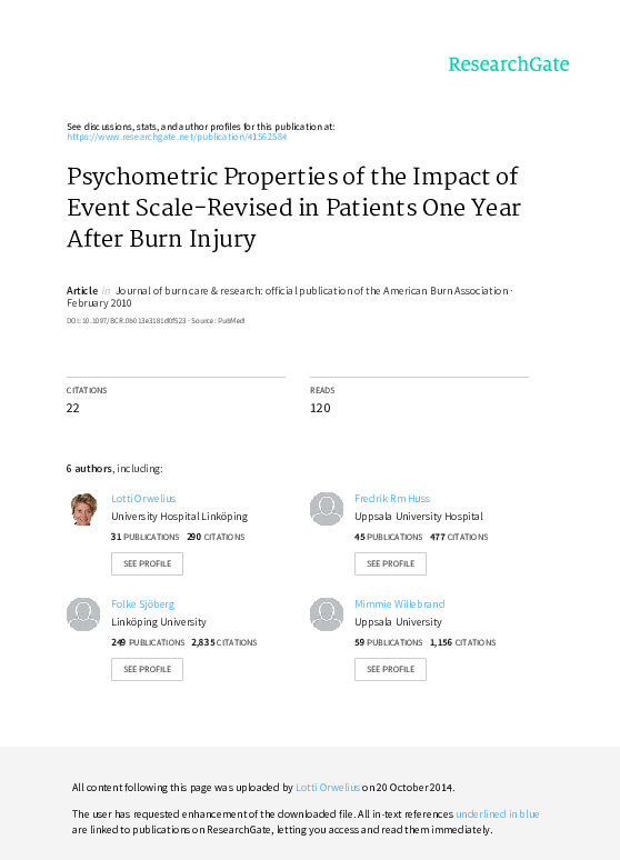 (PDF) Psychometric properties of the impact of event scale-revised in ...