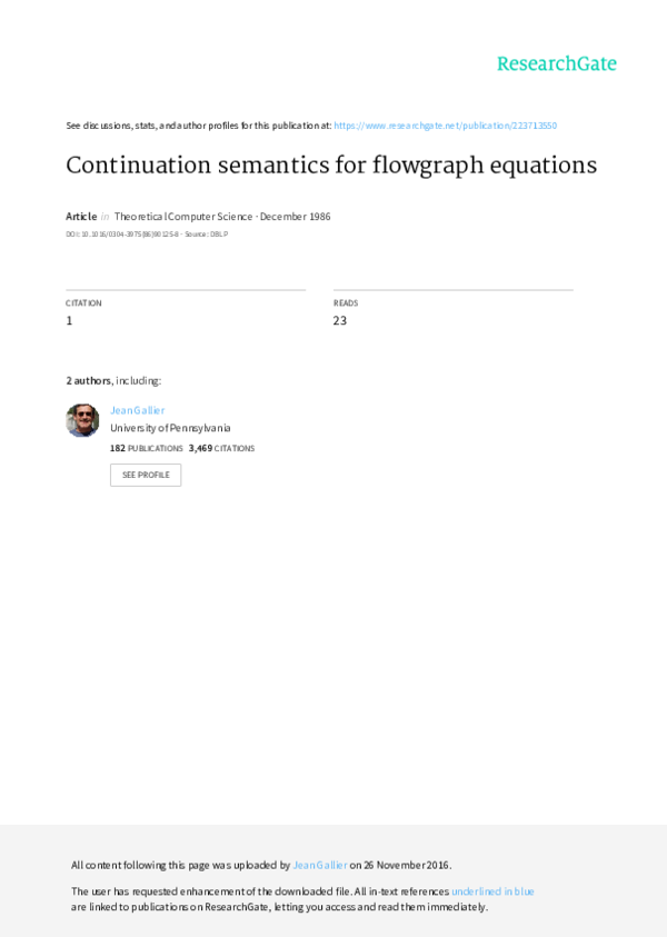 (PDF) Continuation Semantics for Flowgraph Equations