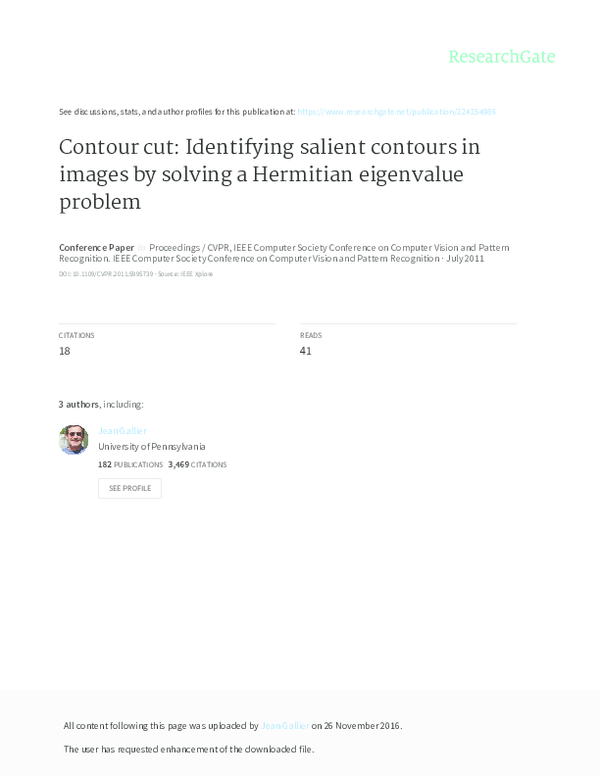 Pdf Contour Cut Identifying Salient Contours In Images By Solving A Hermitian Eigenvalue Problem