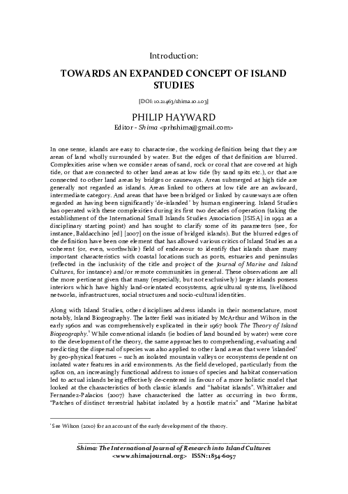 (PDF) Towards an Expanded Concept of Island Studies