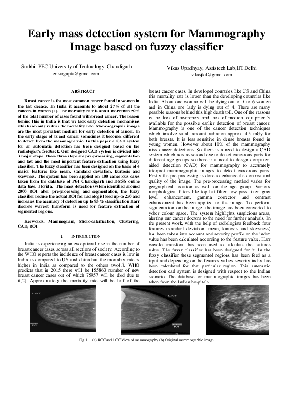 Pdf Early Mass Detection System For Mammography Image Based On Fuzzy Classifier