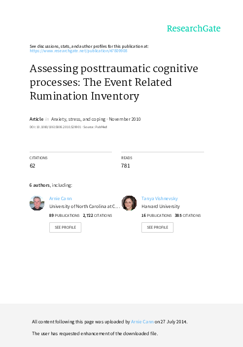 (PDF) Assessing posttraumatic cognitive processes: the Event Related ...