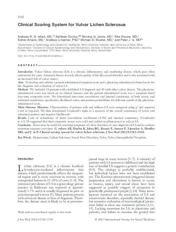 (PDF) Clinical Scoring System for Vulvar Lichen Sclerosus