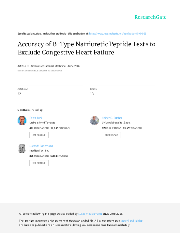 (PDF) Accuracy of B-Type Natriuretic Peptide Tests to Exclude ...