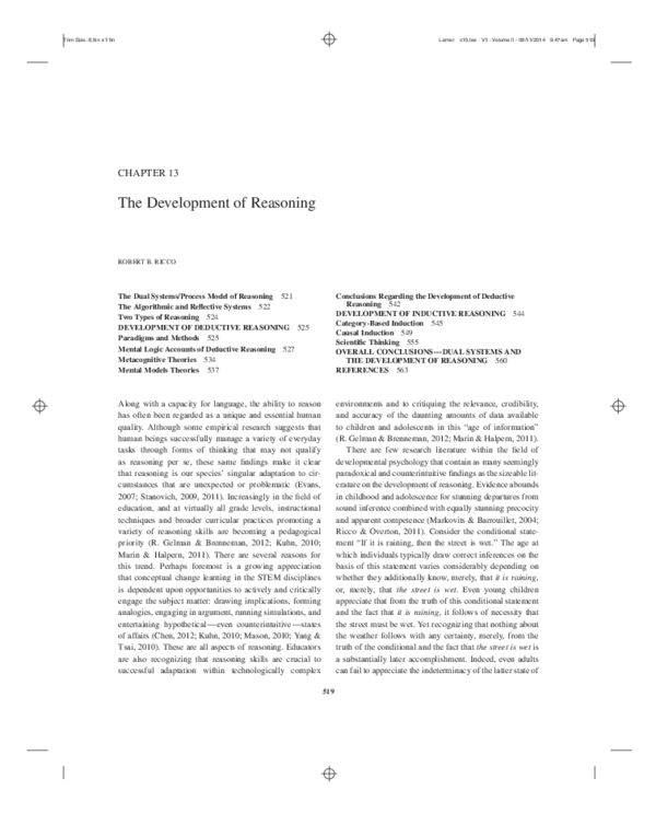 (PDF) The Development of Reasoning