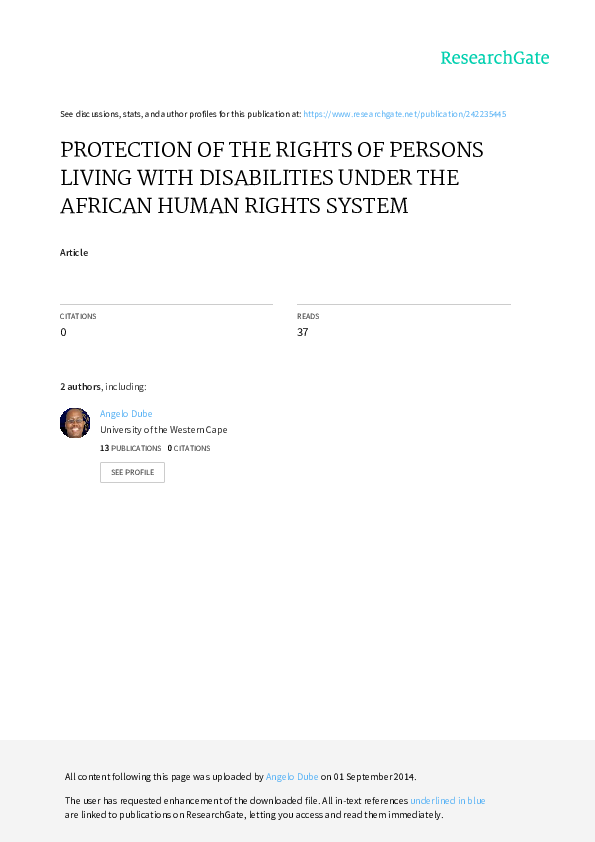 (PDF) PROTECTION OF THE RIGHTS OF PERSONS LIVING WITH DISABILITIES ...