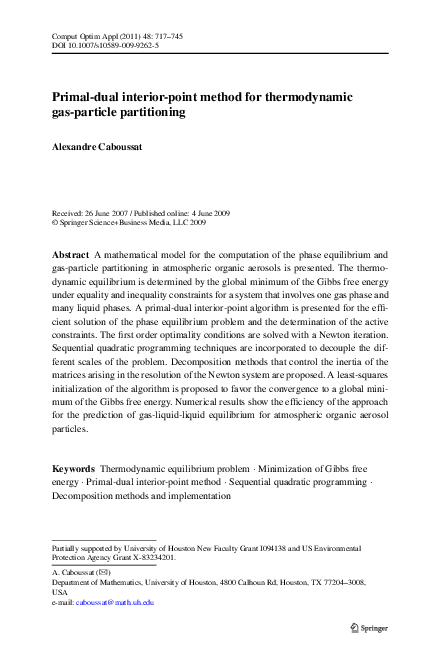(PDF) Primal-dual interior-point method for thermodynamic gas-particle partitioning