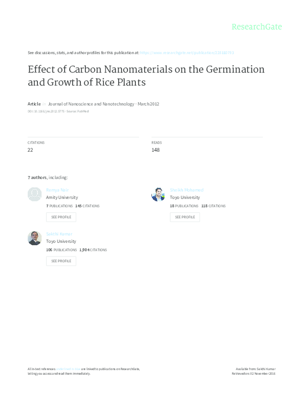 (PDF) Effect of Carbon Nanomaterials on the Germination and Growth of Rice Plants.pdf