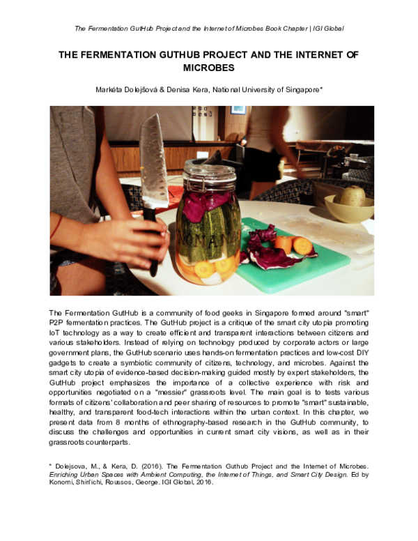 (PDF) THE FERMENTATION GUTHUB PROJECT AND THE INTERNET OF MICROBES