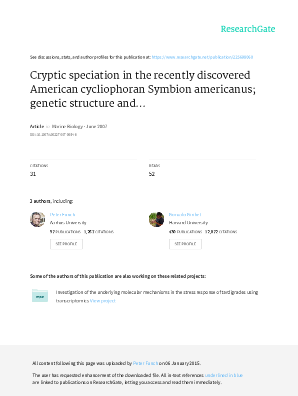 (PDF) Cryptic speciation in the recently discovered American ...