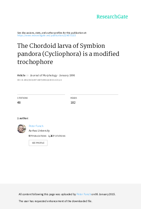 (PDF) The chordoid larva ofSymbion pandora (Cycliophora) is a modified ...