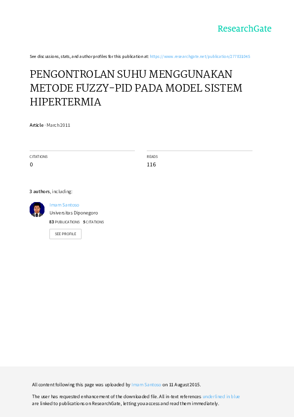 (PDF) Pengontrolan Suhu Menggunakan Metode FUZZY-PID pada Model Sistem ...