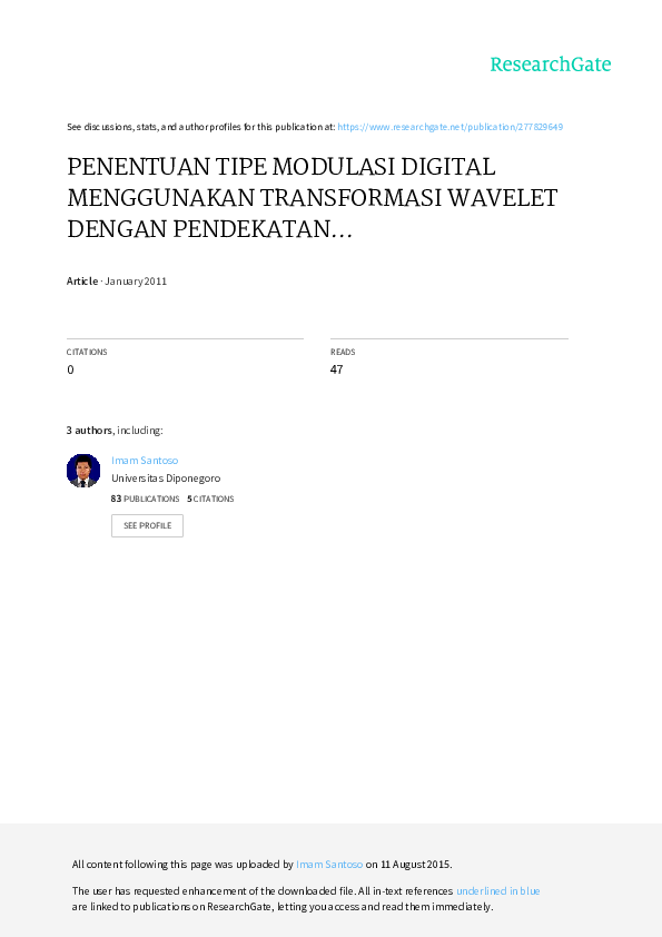 (PDF) Penentuan Tipe Modulasi Digital Menggunakan Transformasi Wavelet ...
