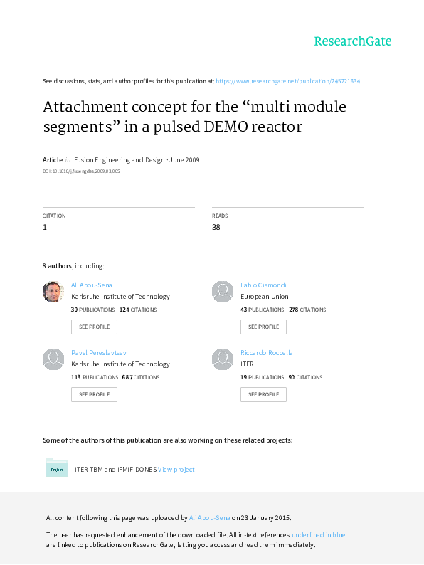 (PDF) Attachment concept for the “multi module segments” in a pulsed ...